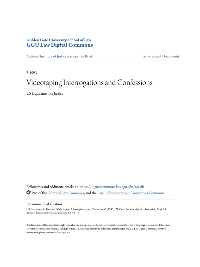 Videotaping Interrogations Overview | PDF | Police | Confession (Law)