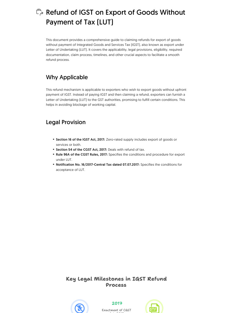 IGST Refund Process for Export LUT | PDF | Government | Payments