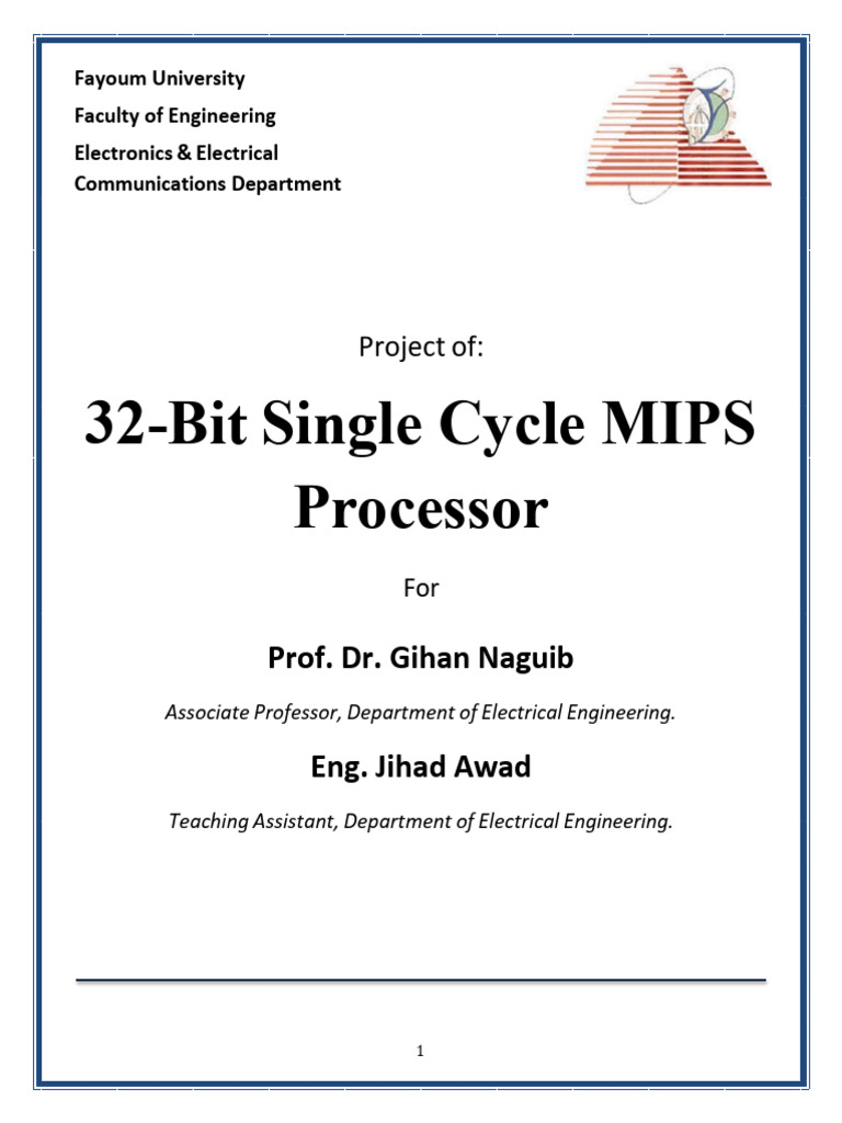Pipelined MIPS 32-Bit Processor Implementation | PDF | Central Processing Unit | Input/Output