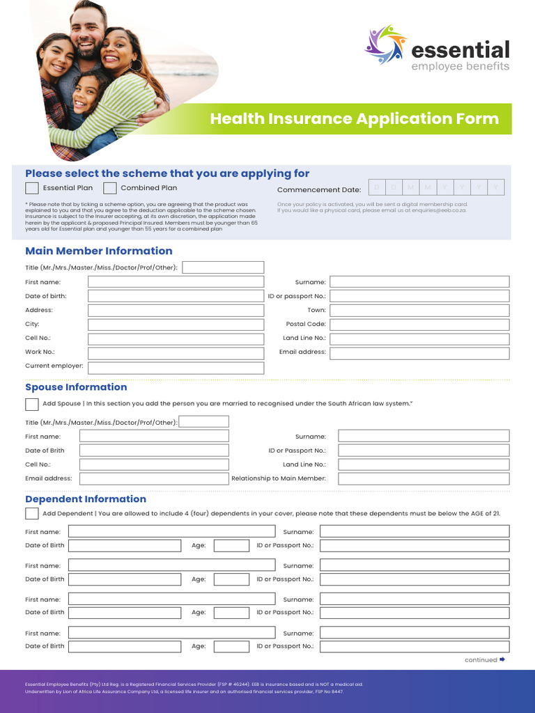 EEB Medical Insurance Application Form | PDF | Insurance | Life Insurance