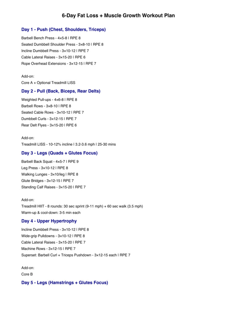 Fat Loss Muscle Gain Workout Plan | PDF