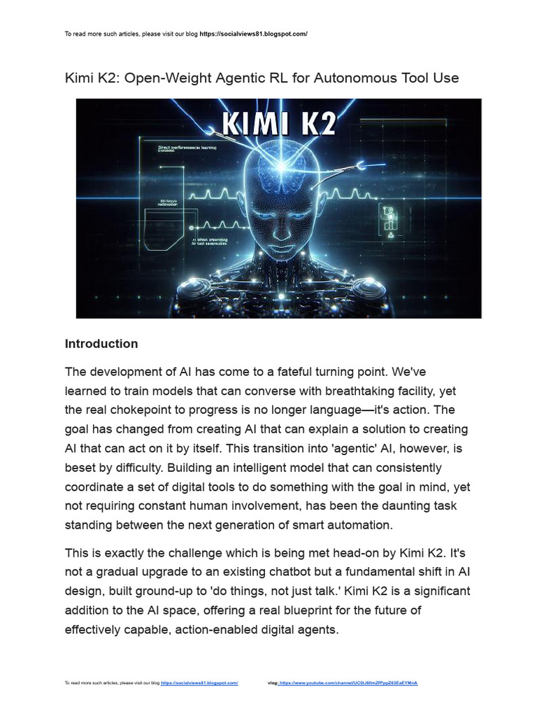 Kimi K2: Open-Weight Agentic RL For Autonomous Tool Use | PDF | Artificial Intelligence ...