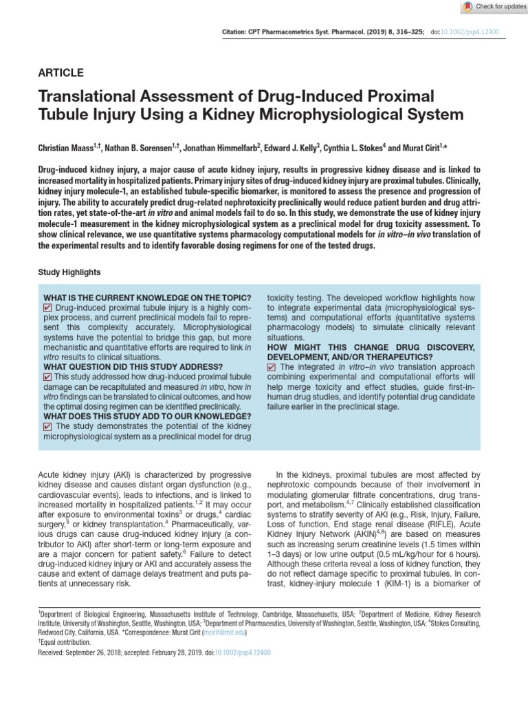 Translational Assessment of Drug-Induced Proximal Tubule Injury Using A ...