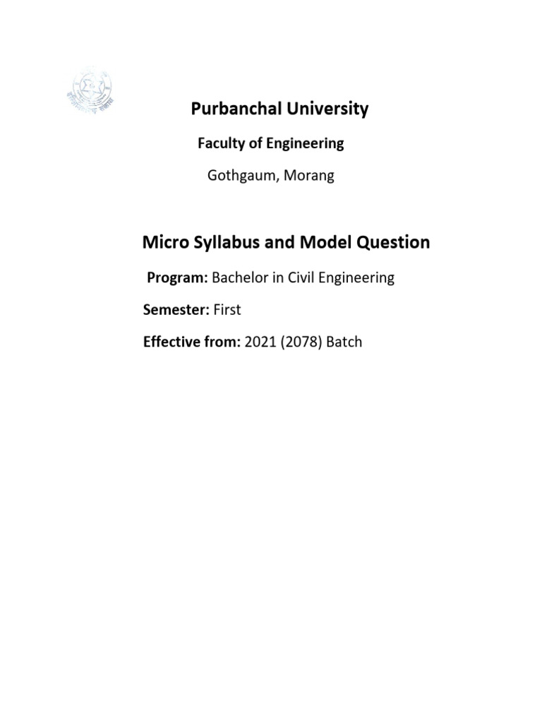 BE Civil First-Sem - Micro Syllabus and Model Question | PDF