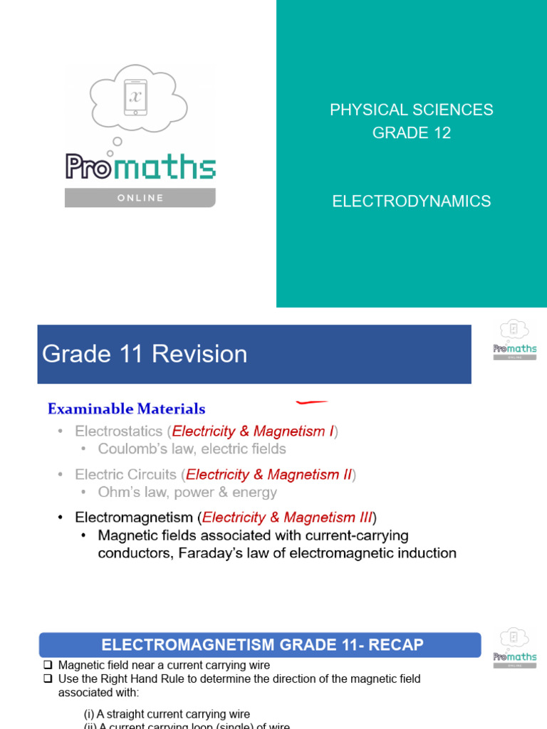 Electrodynamics PRESENTATION 2024 | PDF | Electromagnetic Induction | Electric Generator