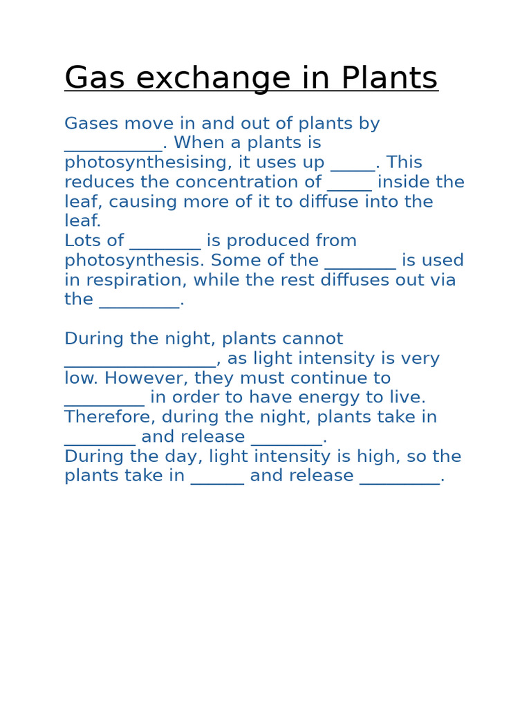 Gas Exchange Mechanisms in Plants | PDF