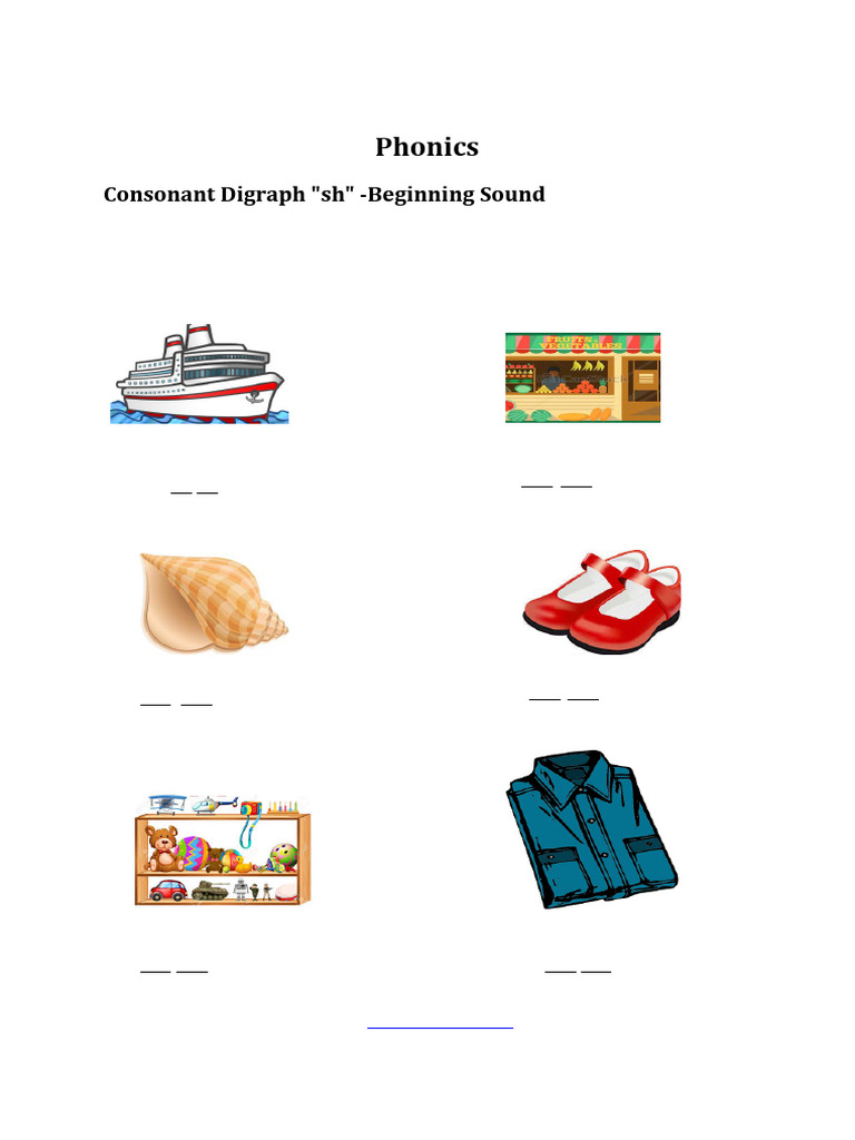 Consonant Digraph SH Phonics Worksheet | PDF