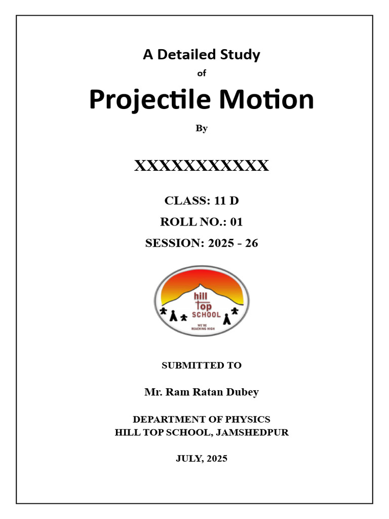 Projectile Motion Study - Class 11 | PDF