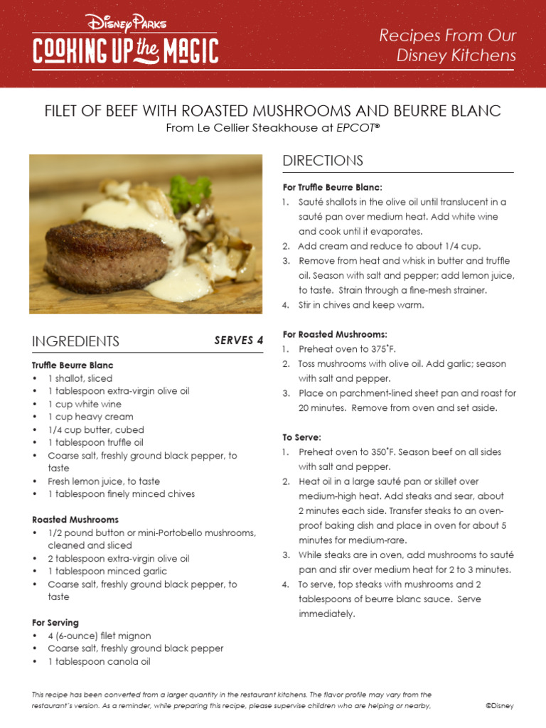 RECIPE WDW Epcot MushroomFiletRoasted | PDF | Sautéing | Asian Cuisine