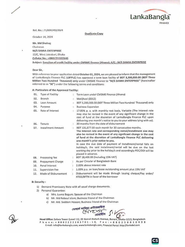 Sanction Letter | PDF