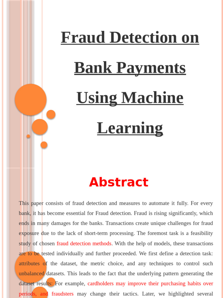 Machine Learning for Bank Fraud Detection | PDF | Machine Learning ...