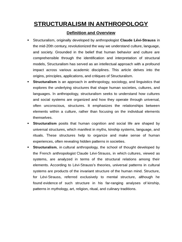 Structuralism in Anthropology | PDF | Anthropology | Liberal Arts Education