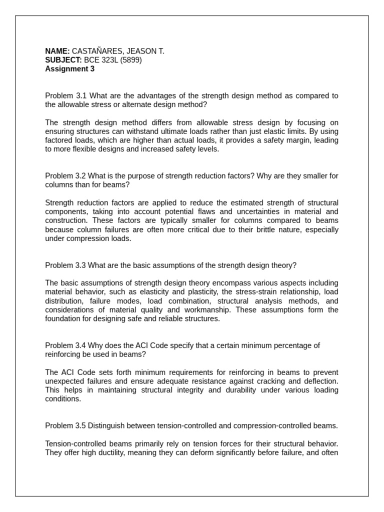 Assignment #3 PRC | PDF | Strength Of Materials | Beam (Structure)