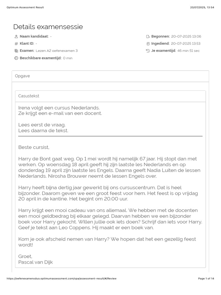 Optimum Assessment Result | PDF