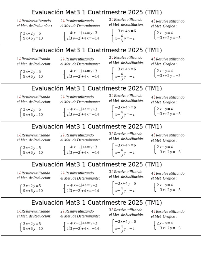 Evaluación Mat3 1 Cuatrimestre 2025 (TM1) | PDF