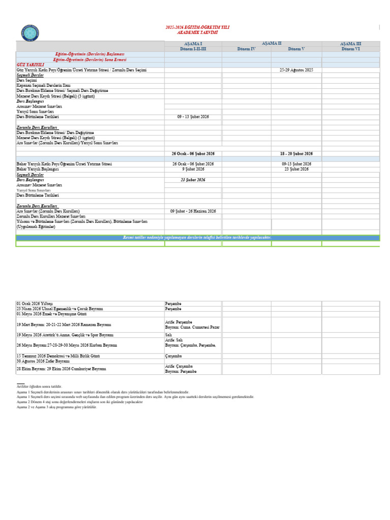Akademik Takvim25-26p | PDF