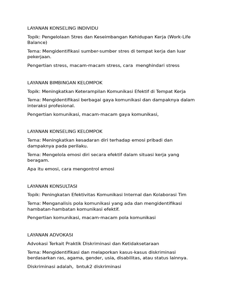 BK Diperluar Tema Dan Topik Layanan Di Perusahaan | PDF