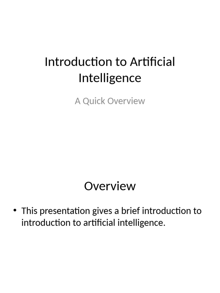 Overview of Artificial Intelligence | PDF