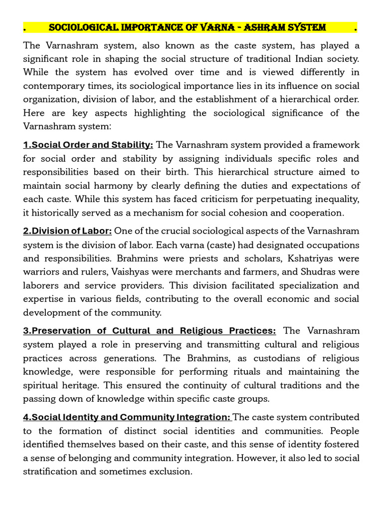 Dharmashastras: StreeDhan, Varna System, Aashram System | PDF | Caste ...