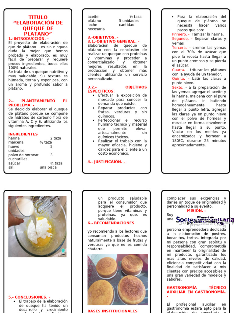 Elaboracion de Queque de Platano | PDF | Alimentos | Cocina
