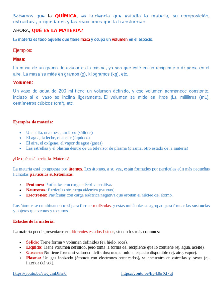 ¿Qué es la materia y sus estados? | PDF