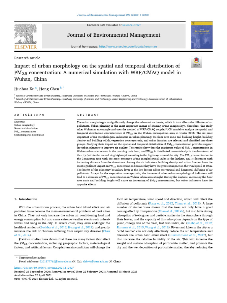 Impact of Urban Morphology On The Spatial and Temporal Distribution of ...