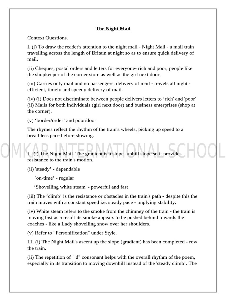 Night Mail: Insights and Analysis | PDF | Mail