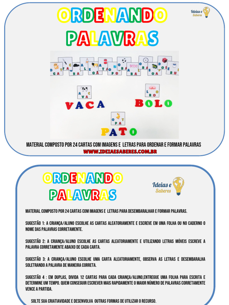 Ordenando Palavras - Silabas Simples | PDF