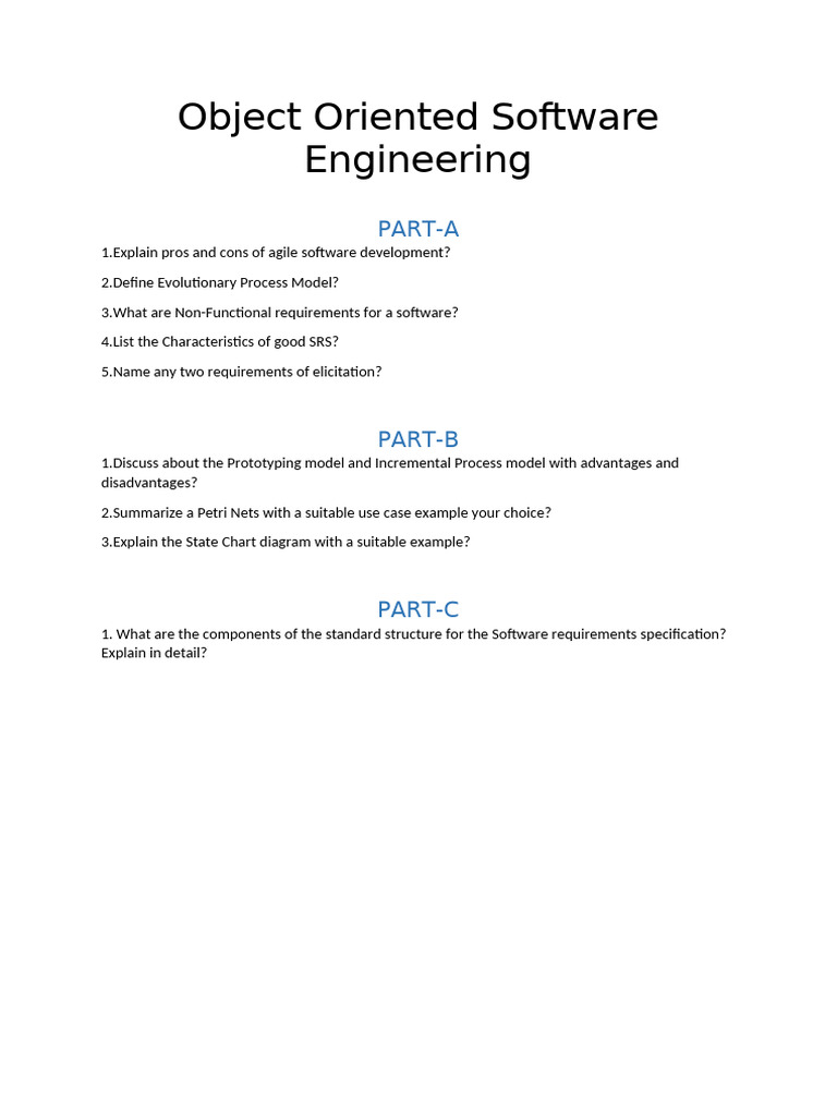 Object Oriented Software Engineering Questions Pdf