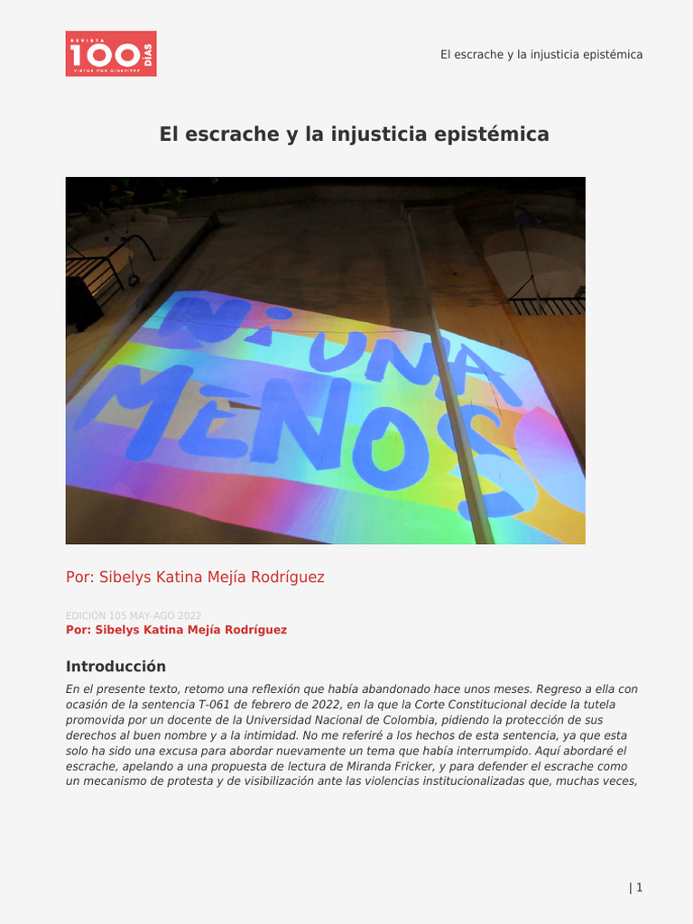 El Escrache y La Injusticia Epistémica | PDF | Violación | Conocimiento