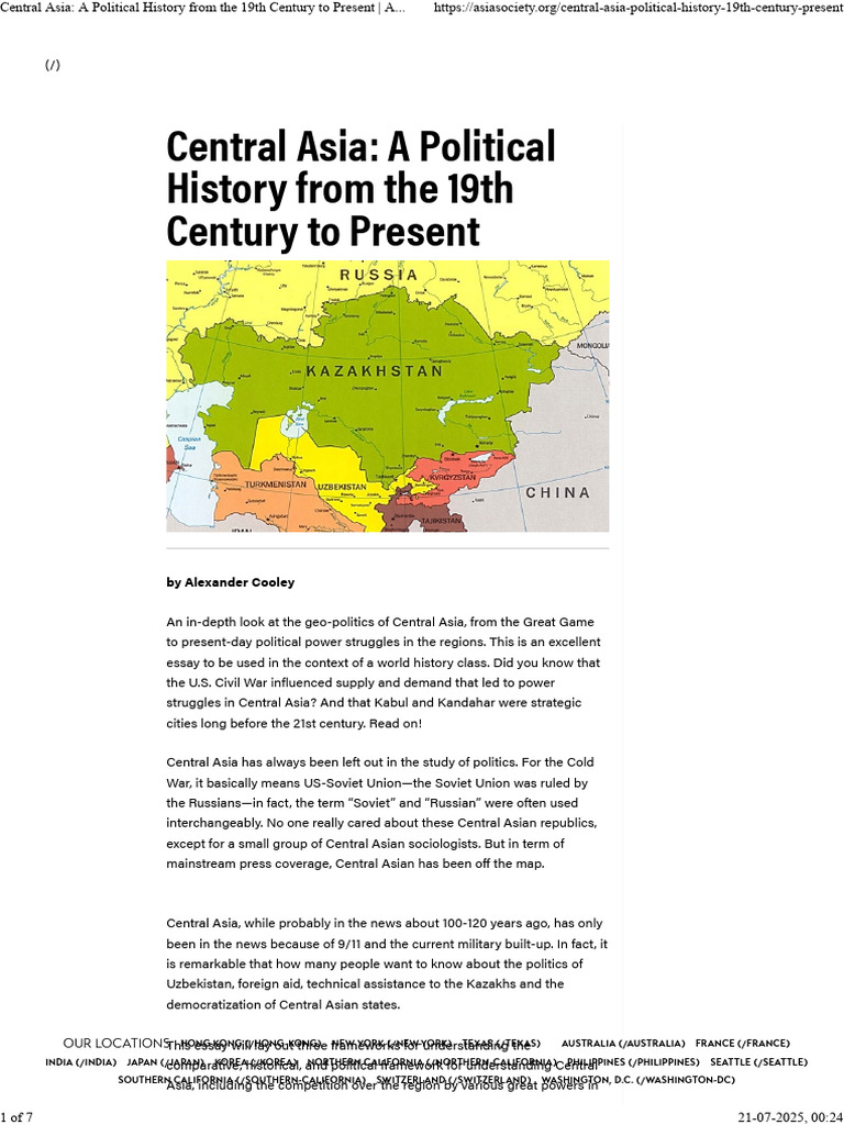 Central Asia - A Political History From The 19th Century To Present ...