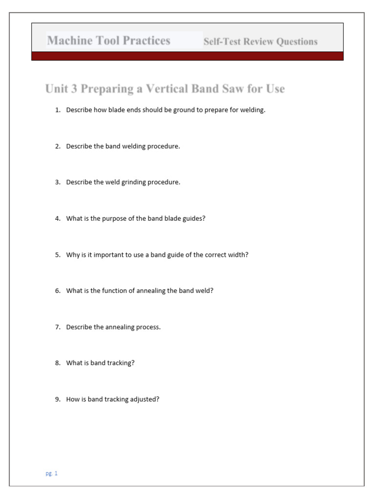 Section G Unit 3 Self Test Review Questions | PDF