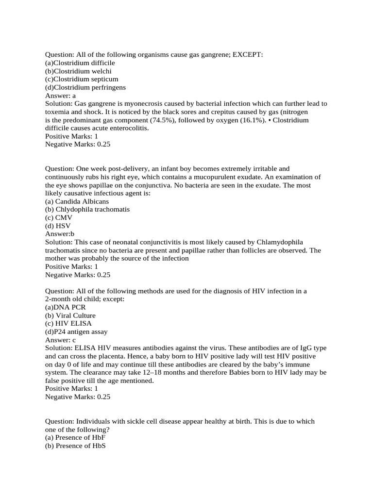 Medical Exam Questions and Answers | PDF | Blood Type | Diseases And ...