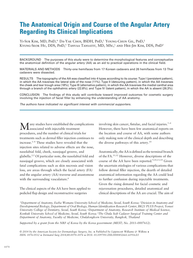 Angular Artery Anatomy and Clinical Impact | PDF | Human Nose | Cadaver
