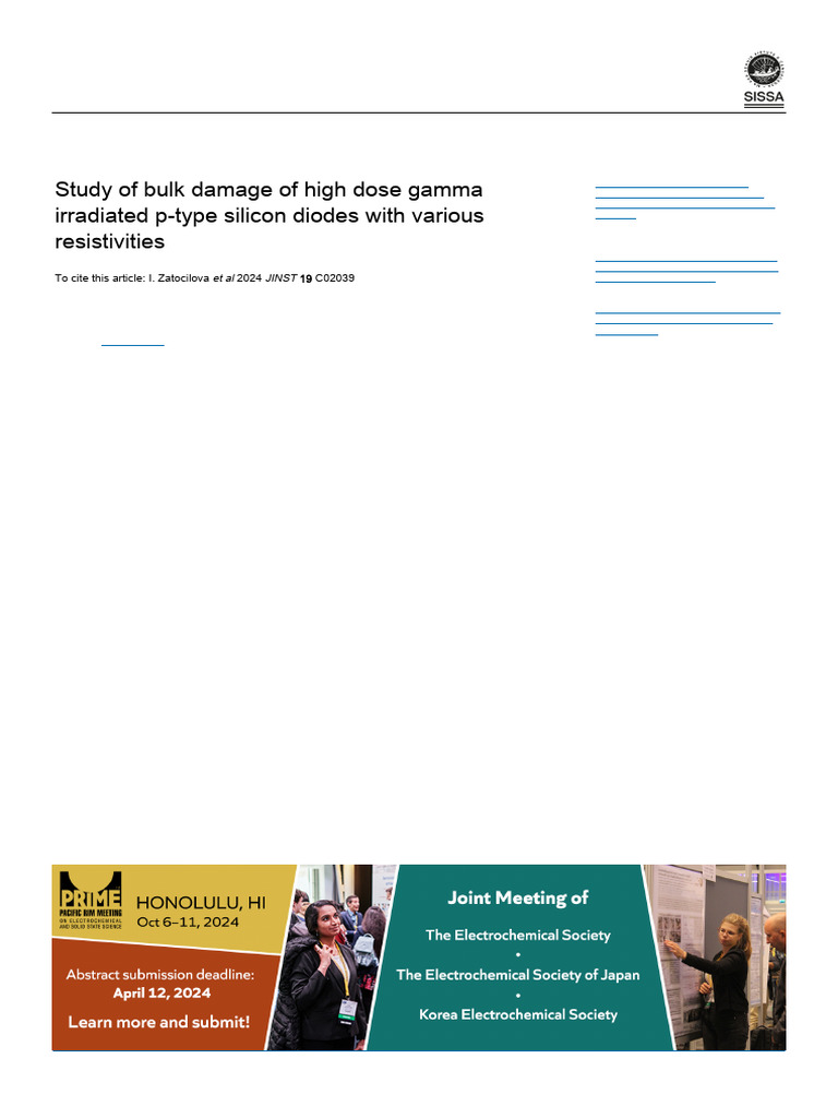 Study of Bulk Damage of High Dose Gamma Irradiated | PDF | Diode ...