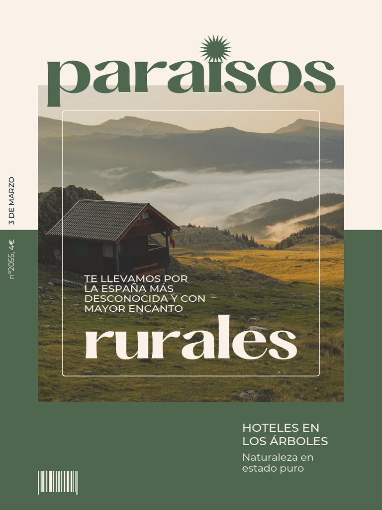 Portada para Revista Sobre Turismo Rural Con Fotografía, Crema y Verde ...