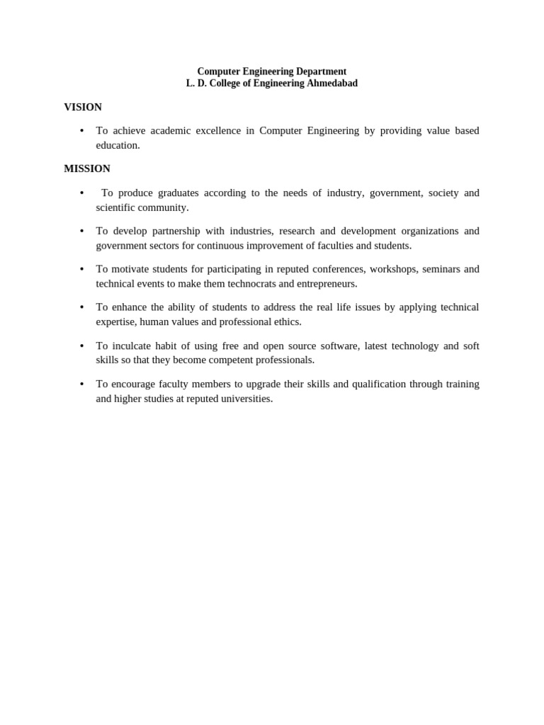 Vision: Computer Engineering Department L. D. College of Engineering ...