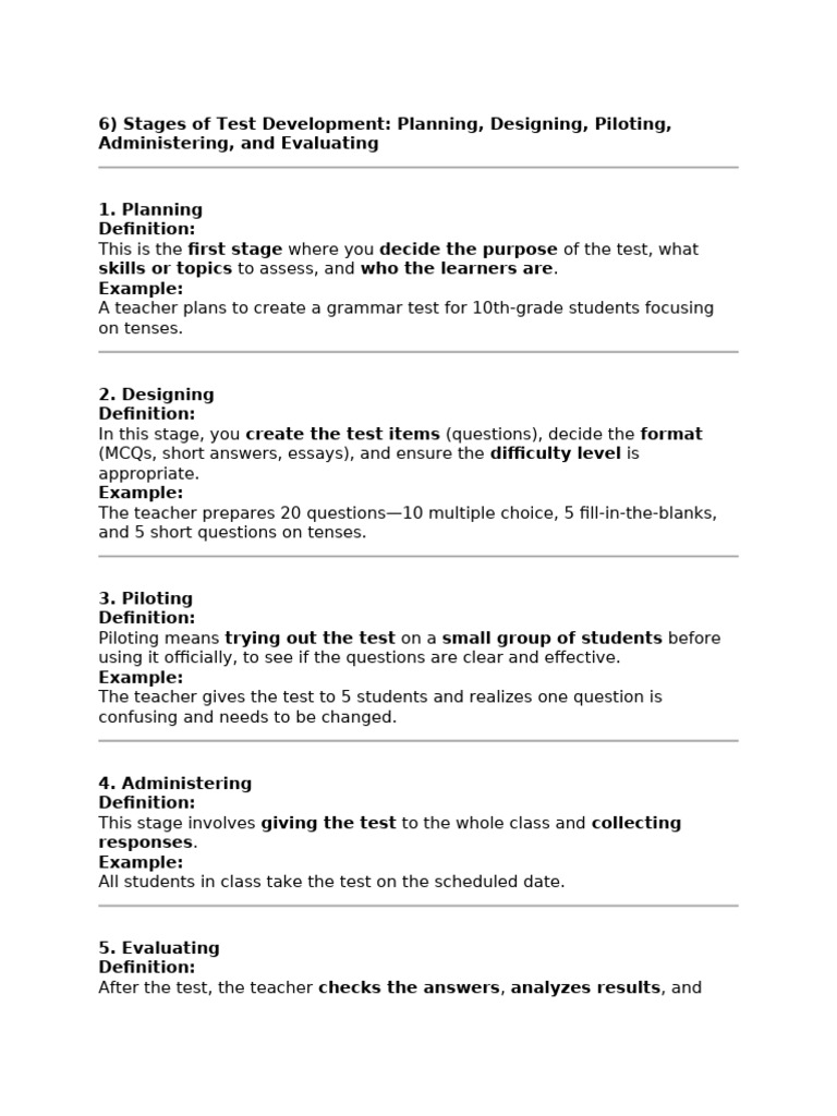 Test Development Stages | PDF