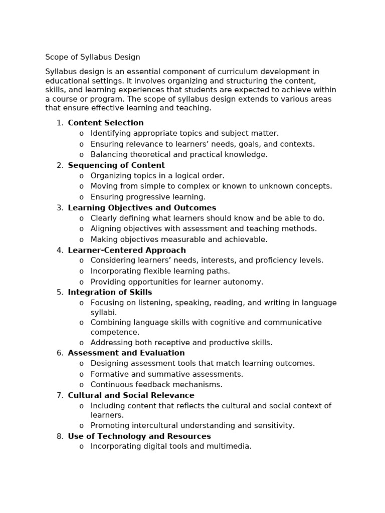 Scope of Syllabus Design | PDF | Educational Assessment | Learning