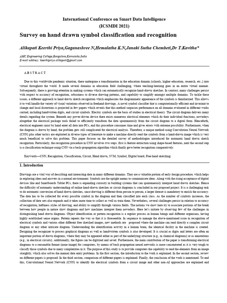 Survey On Hand Drawn Symbol Classification and Recognition | PDF ...