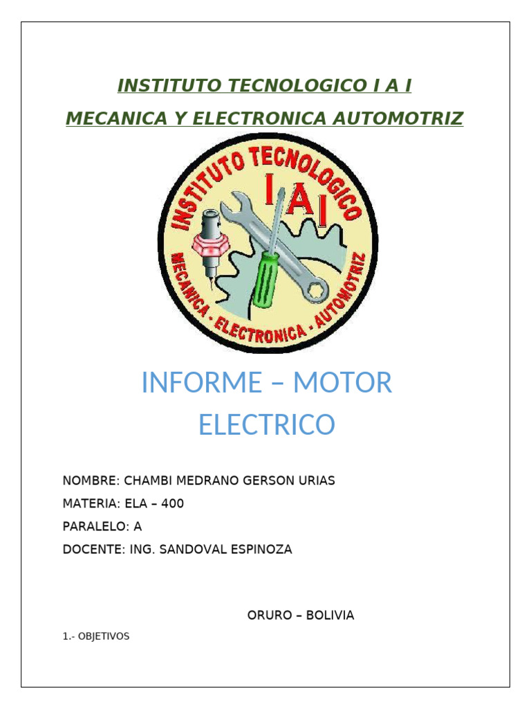 Instituto Tecnologico Iai Motor Electrico | PDF | Motor eléctrico ...