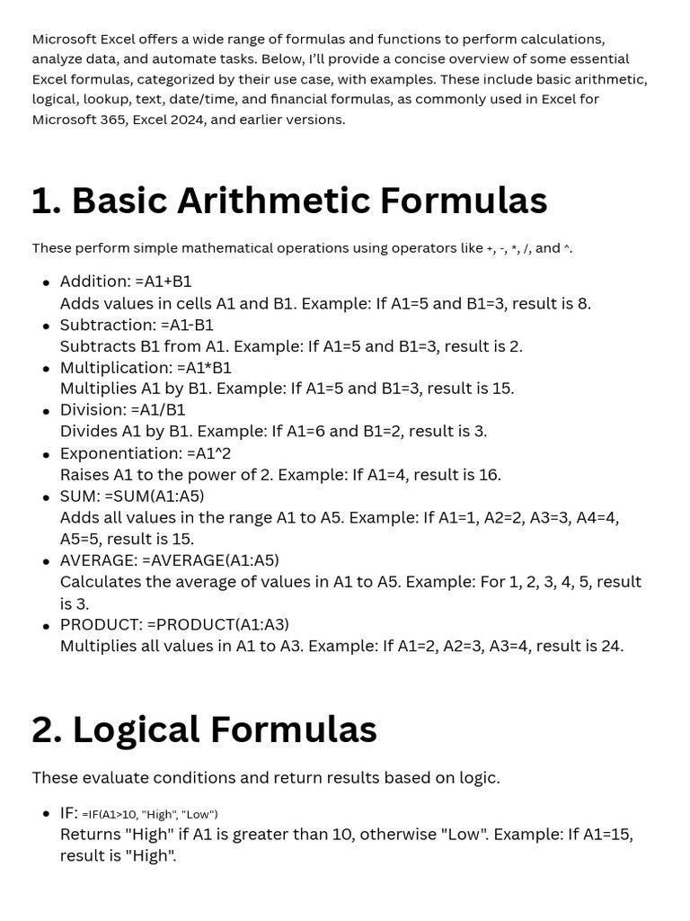 Microsoft Office Excel Formulas | PDF | Net Present Value | Internal ...