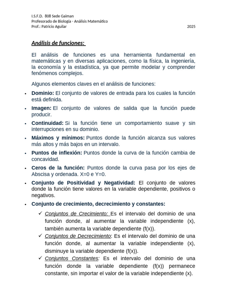 Analisis de Funciones y Ejercicios | PDF | Función (Matemáticas) | Variable (Matemáticas)