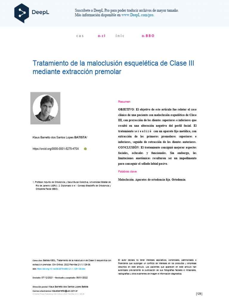 Maloclusión Clase III: Tratamiento con Extracción | PDF | Ortodoncia ...