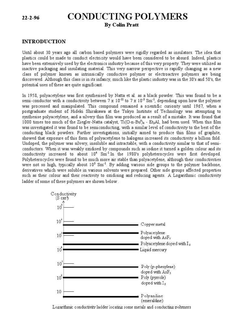 Conducting Polymer | PDF | Doping (Semiconductor) | Polymerization