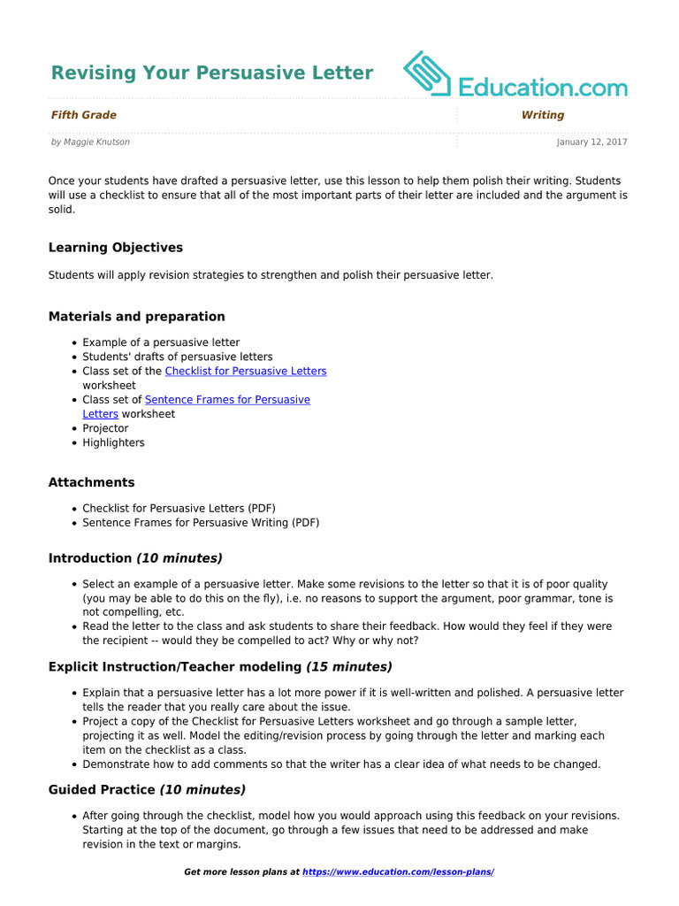 Persuasive Letter Writing | PDF | Peer Review | Argument