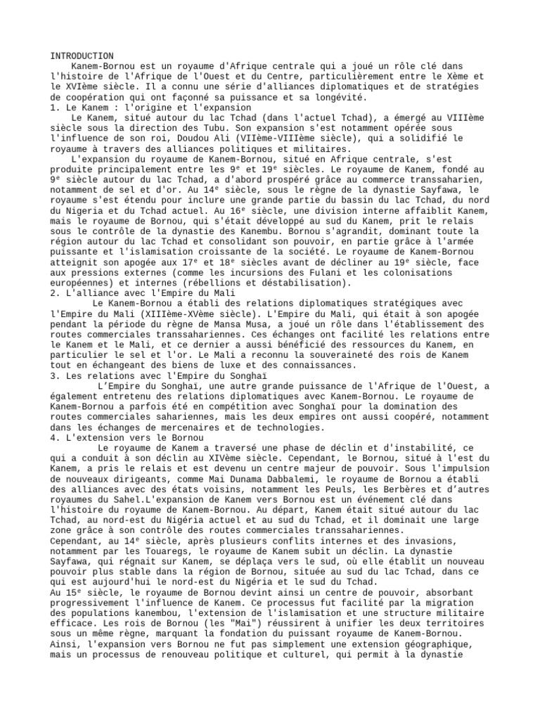 Histoire et diplomatie du royaume Kanem-Bornou | PDF | Afrique