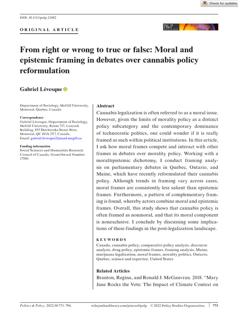 Lévesque 2022 | PDF | Framing (Social Sciences) | Rationality