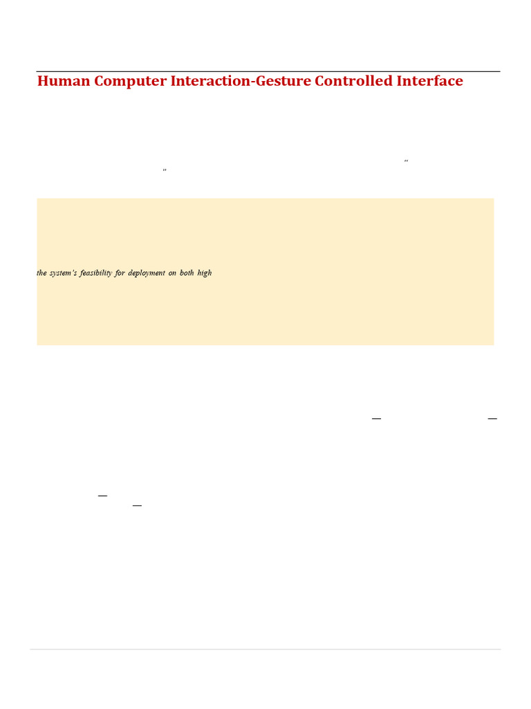 Human Computer Interaction Gesture Controlled Interface | PDF | Human–Computer Interaction ...