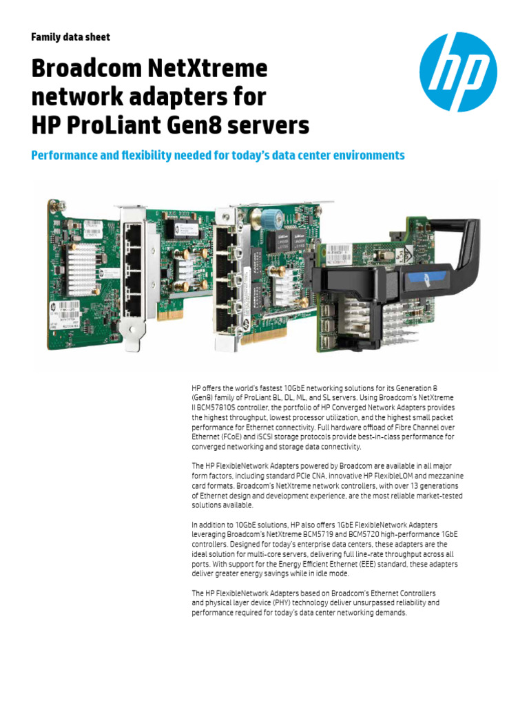 HP Broadcom NetXtreme Adapters Overview | PDF | Network Interface ...